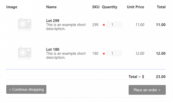Display table view in checkout and notifications • impleCode